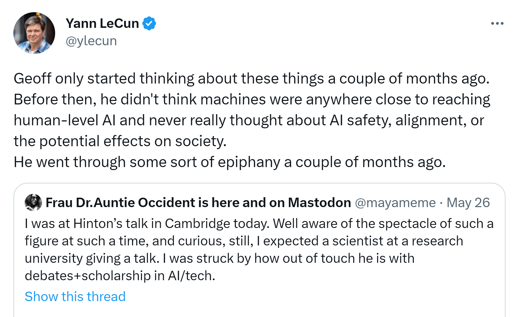 Geoffrey Hinton v Yann LeCun - by Stuart Wiffin