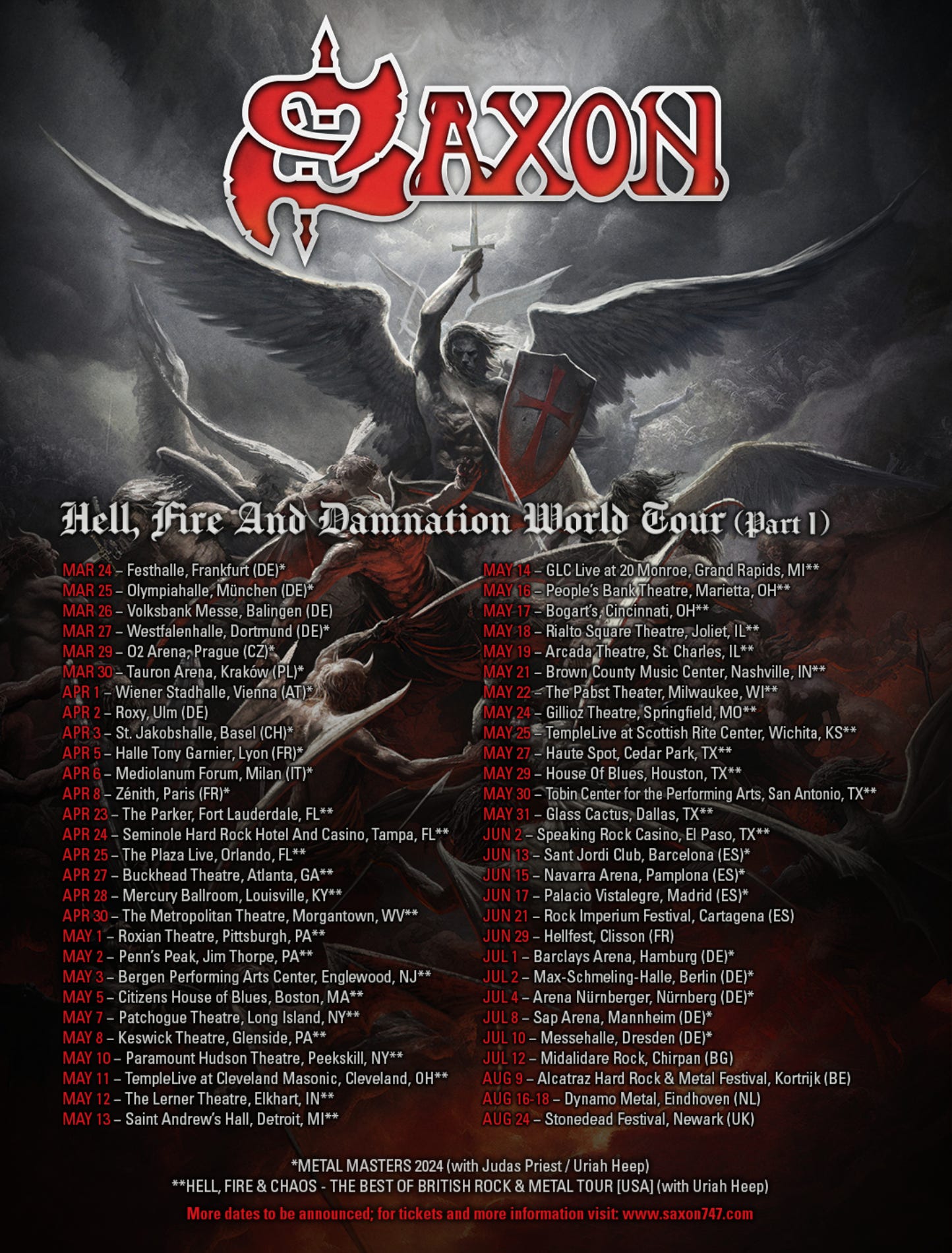 Saxon - Hell, Fire and Damnation Tour - Metal Connect