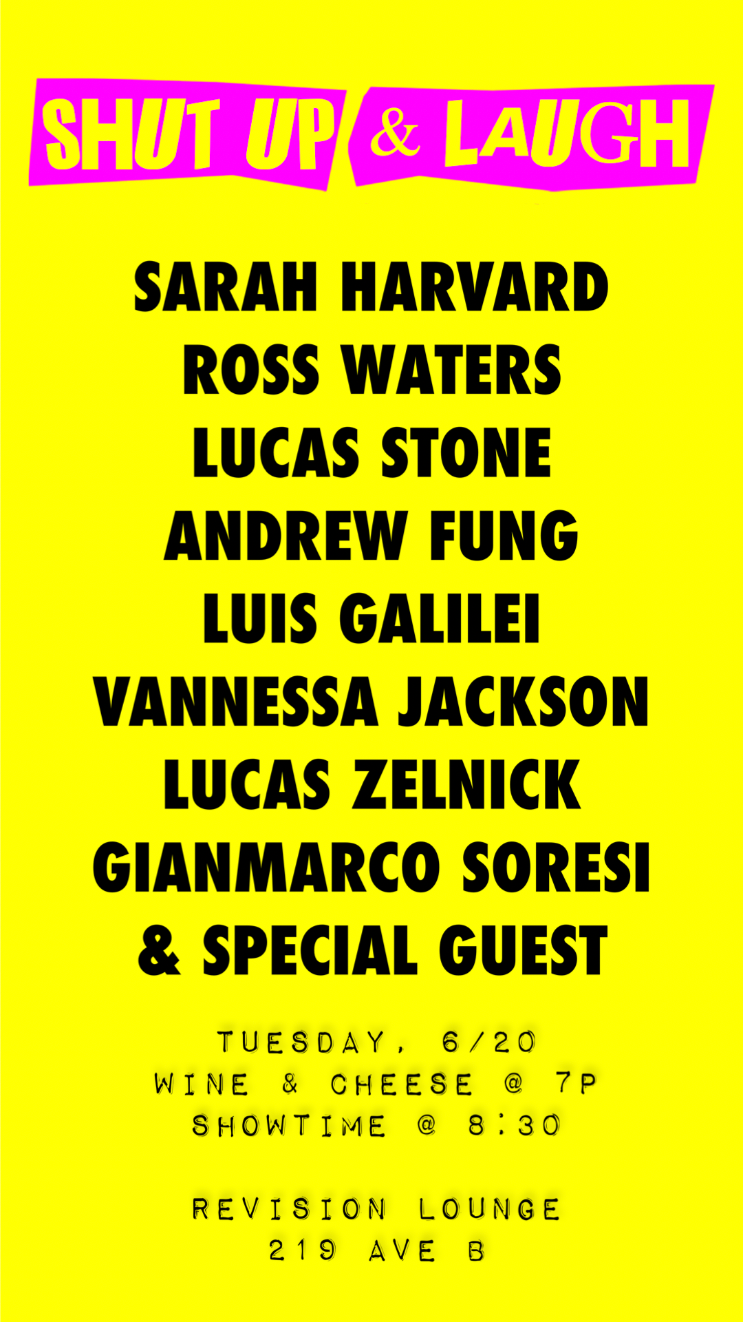 Free Wine & Cheese Party + Comedy by Gianmarco Soresi, Lucas Zelnick ...