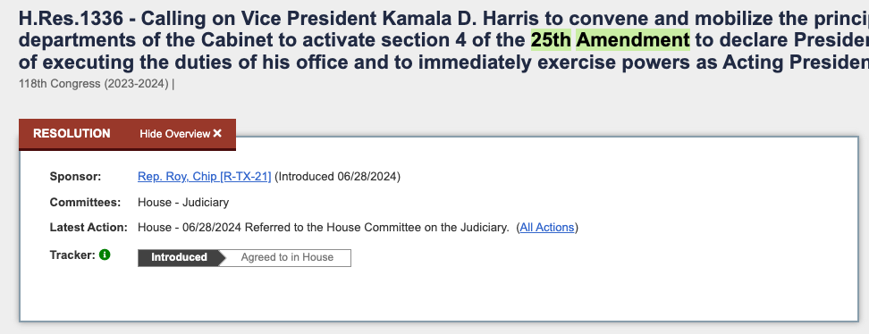 BREAKING NEWS — Resolution in House of Representatives to Invoke 25th ...
