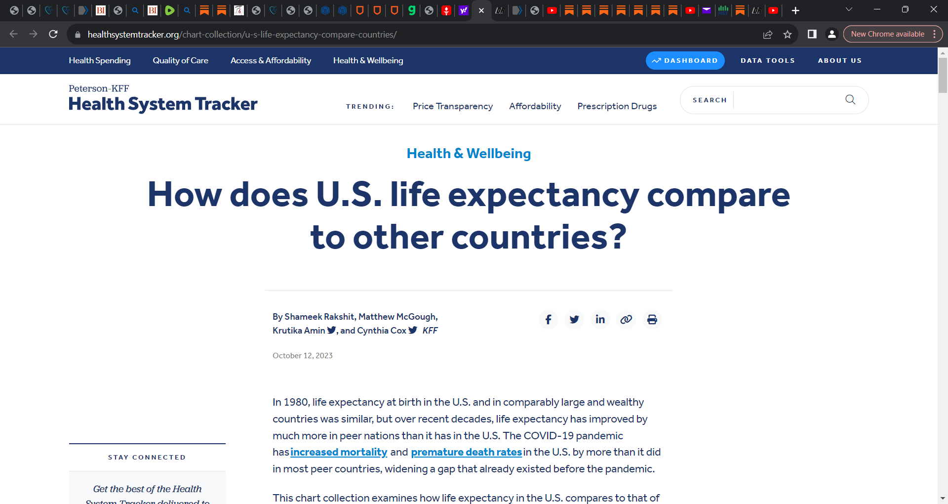 'From 2020 to 2021, life expectancy continued to decline in the U.S ...