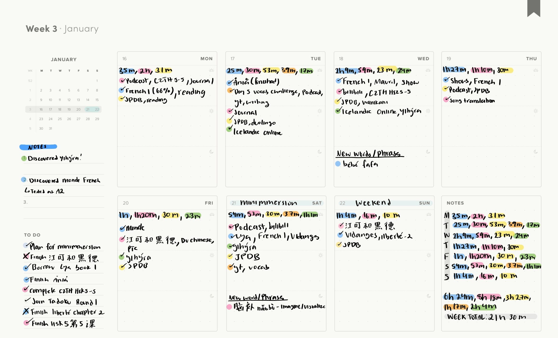 How I Time Track, Log, and Plan Language Learning Studies