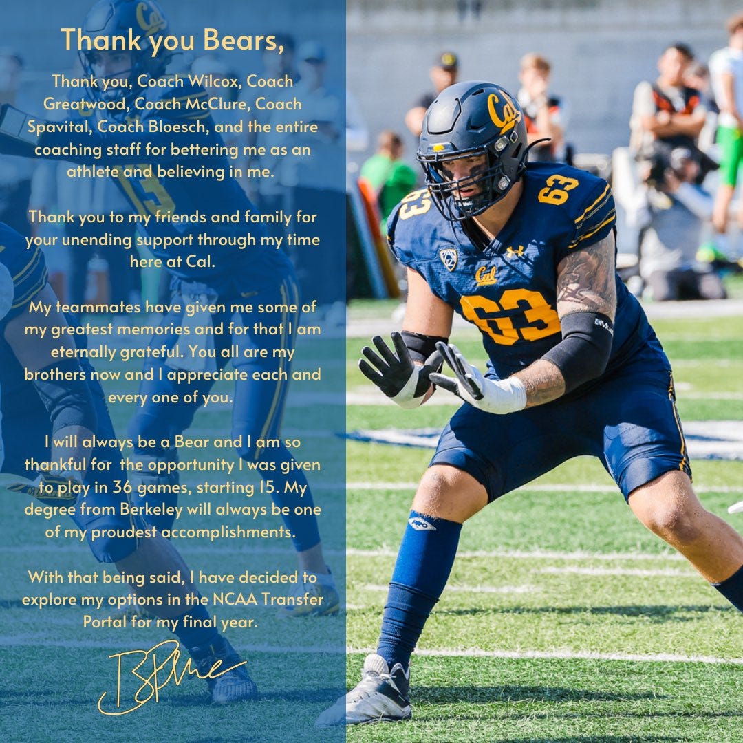 Cal Football ILB Kaleb Elarms-Orr, OT Brayden Rohme, DB Tyson ...