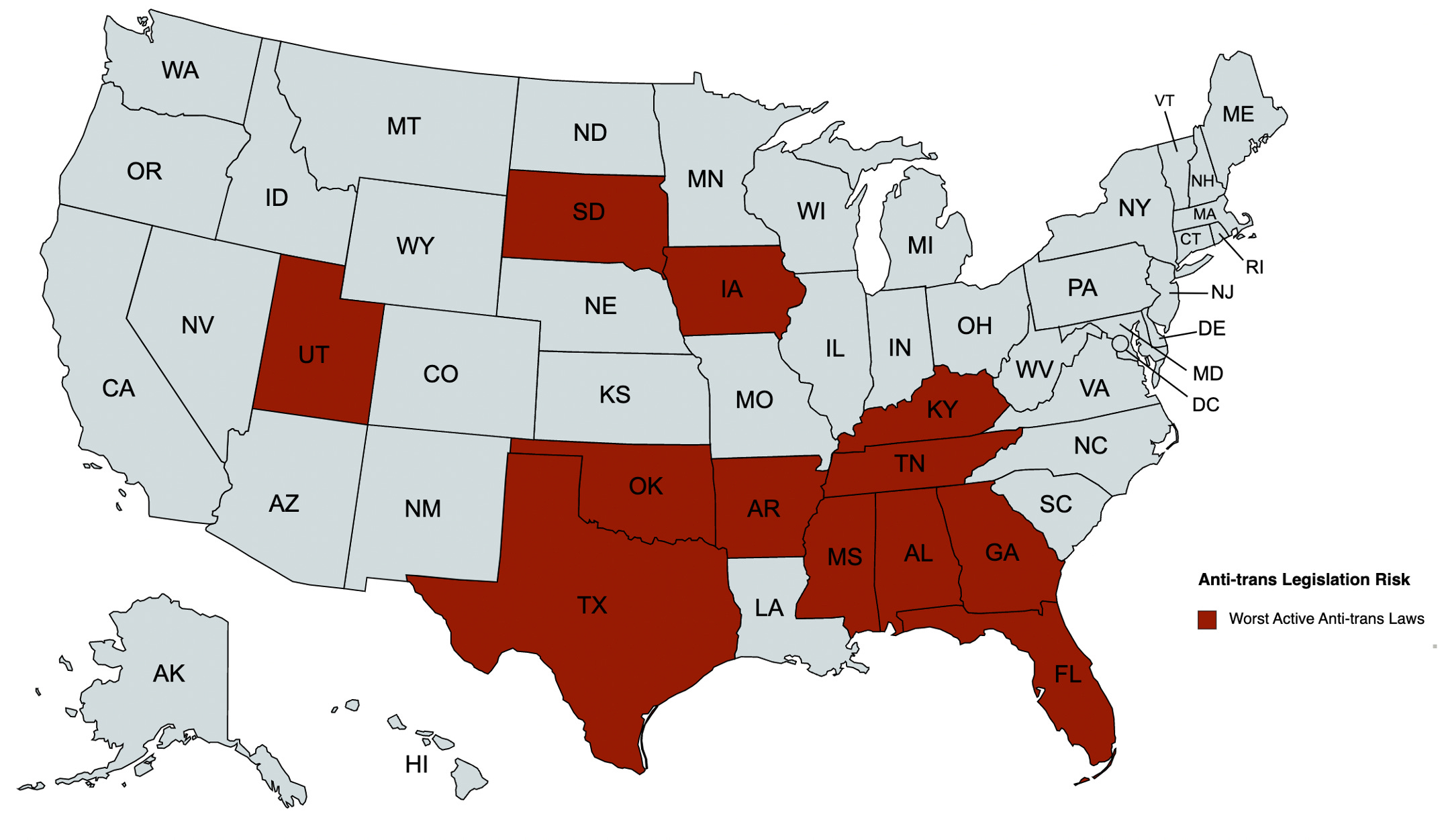 March Anti-Trans Legislative Risk Map - by Erin Reed