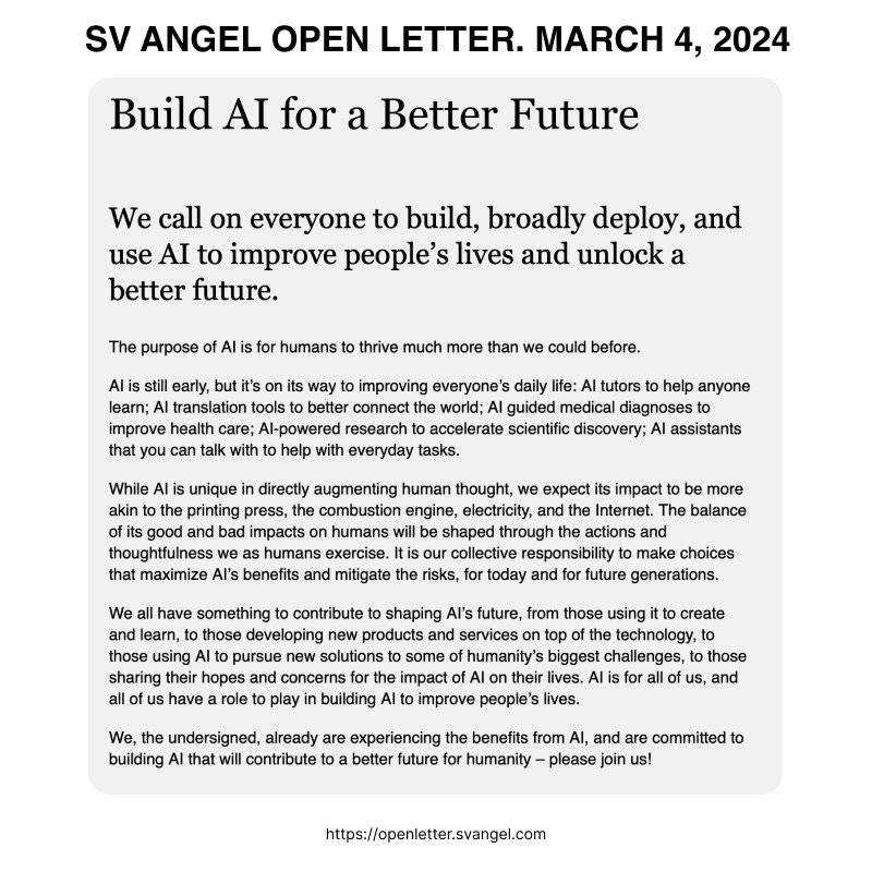 'Build AI for a Better Future' : A New Open Letter from SV Angel ...