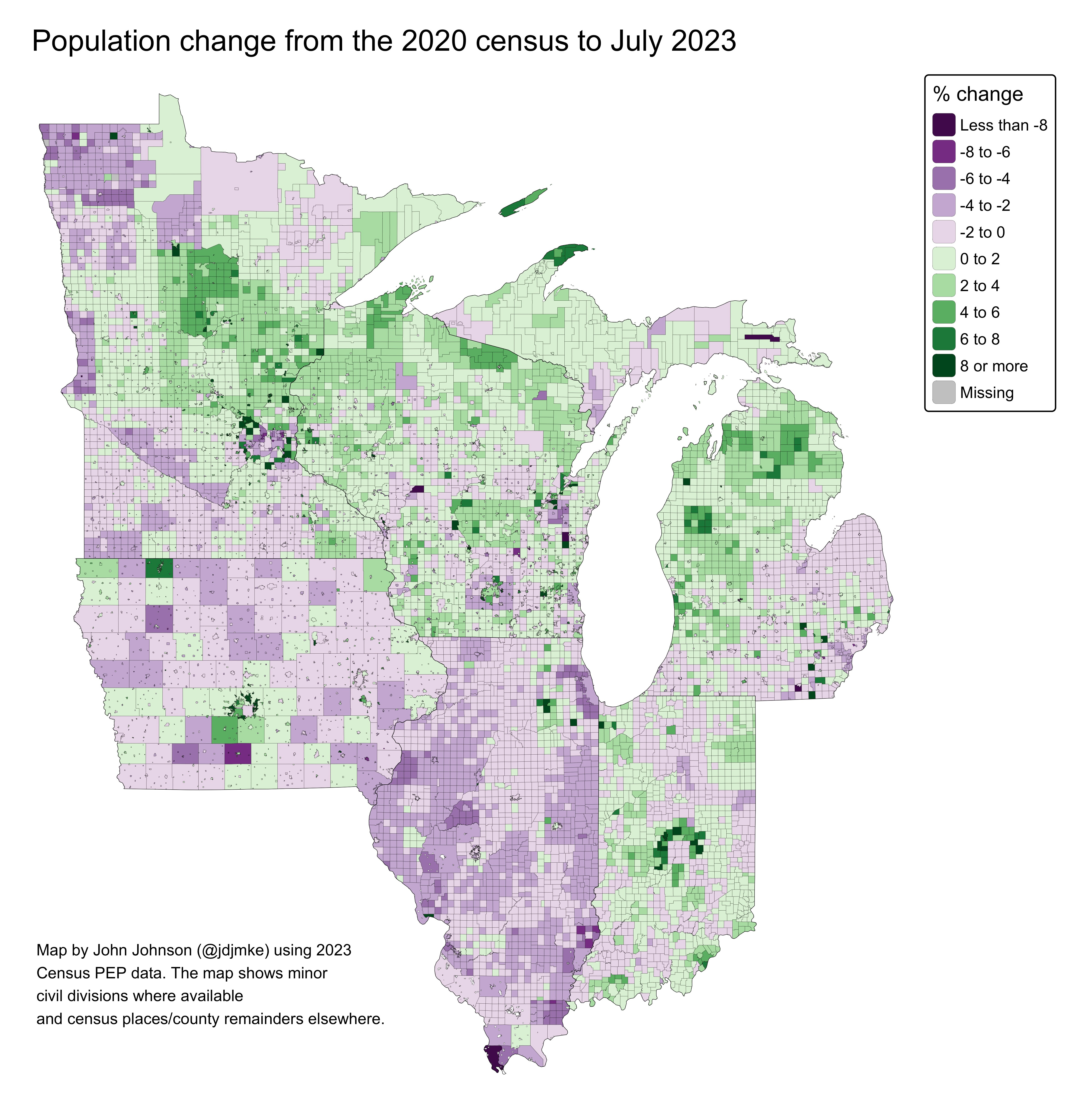 How population is changing in Wisconsin and the Upper Midwest since the ...