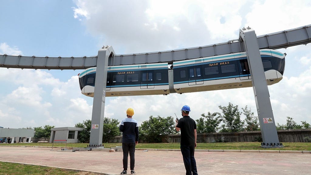Soaring Through the Skies: Wuhan's Guanggu Photon Sky Rail Train