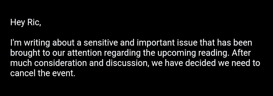 Another event canceled - by Ric Royer - Being Non-Being