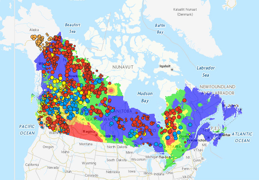 Canadian Wildfire Map - August 17th, 2023 - by Defcon Level