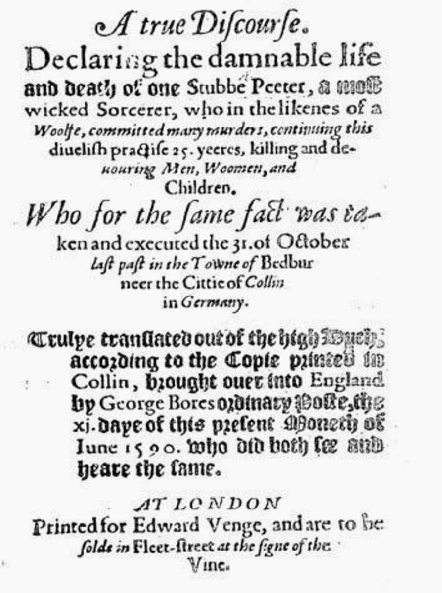 The Damnable Life and Death of Peter Stumpp, "The Werewolf of Bedburg"