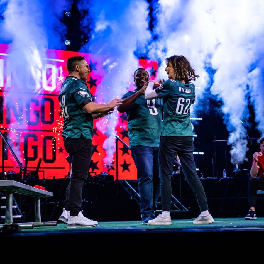 OH Megachurch Pastor Punts Bible Across Stage For Superbowl-Themed ...