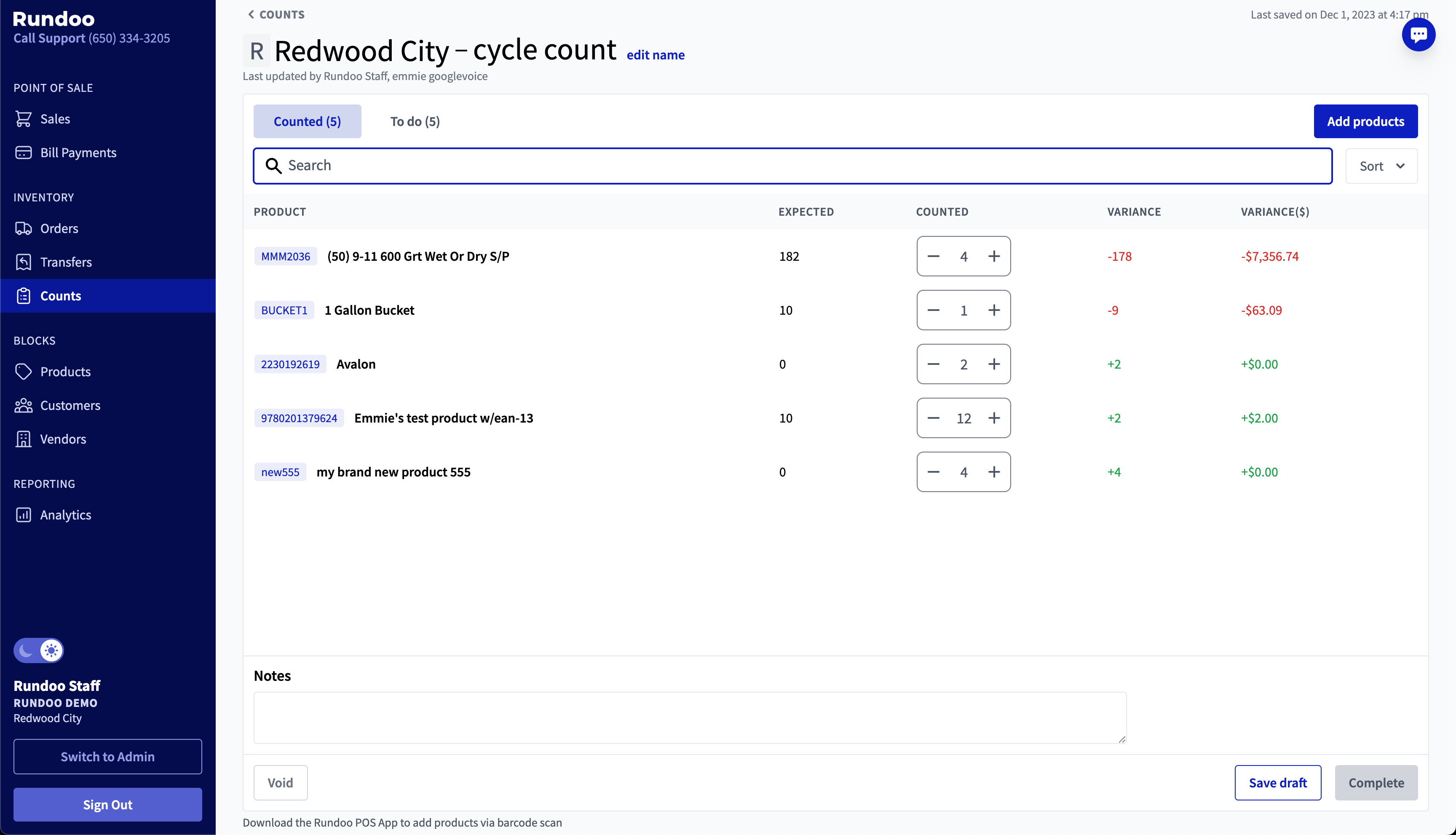 Inventory counts, inventory counts, inventory counts