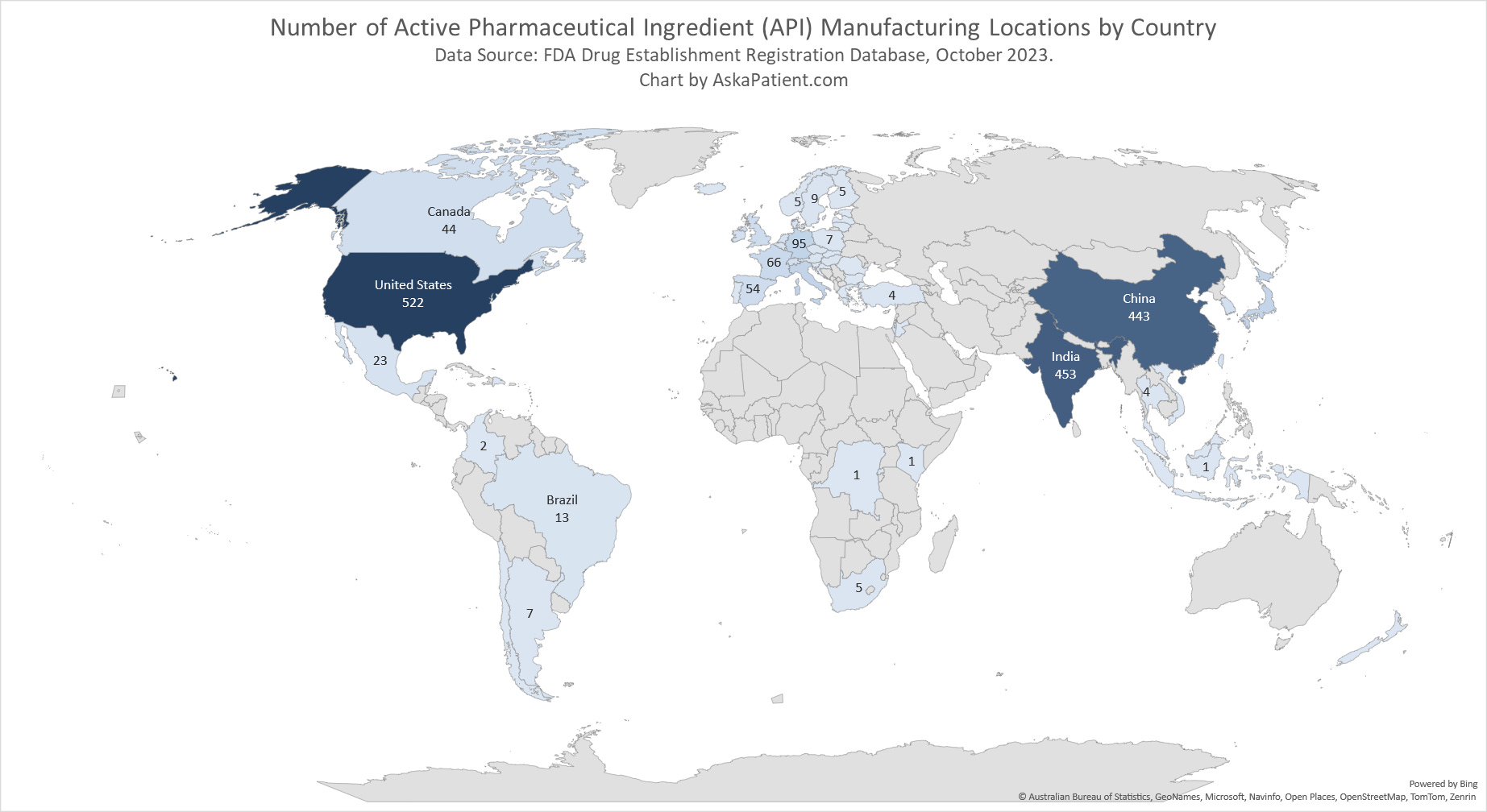Active Pharmaceutical Ingredients Manufacturing for U.S. Drugs: Maps & Data