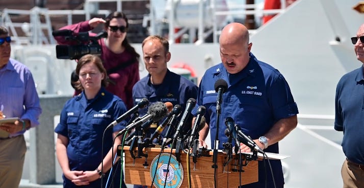 Coast Guard, partners hold press briefing for 21-ft submersible Titan ...