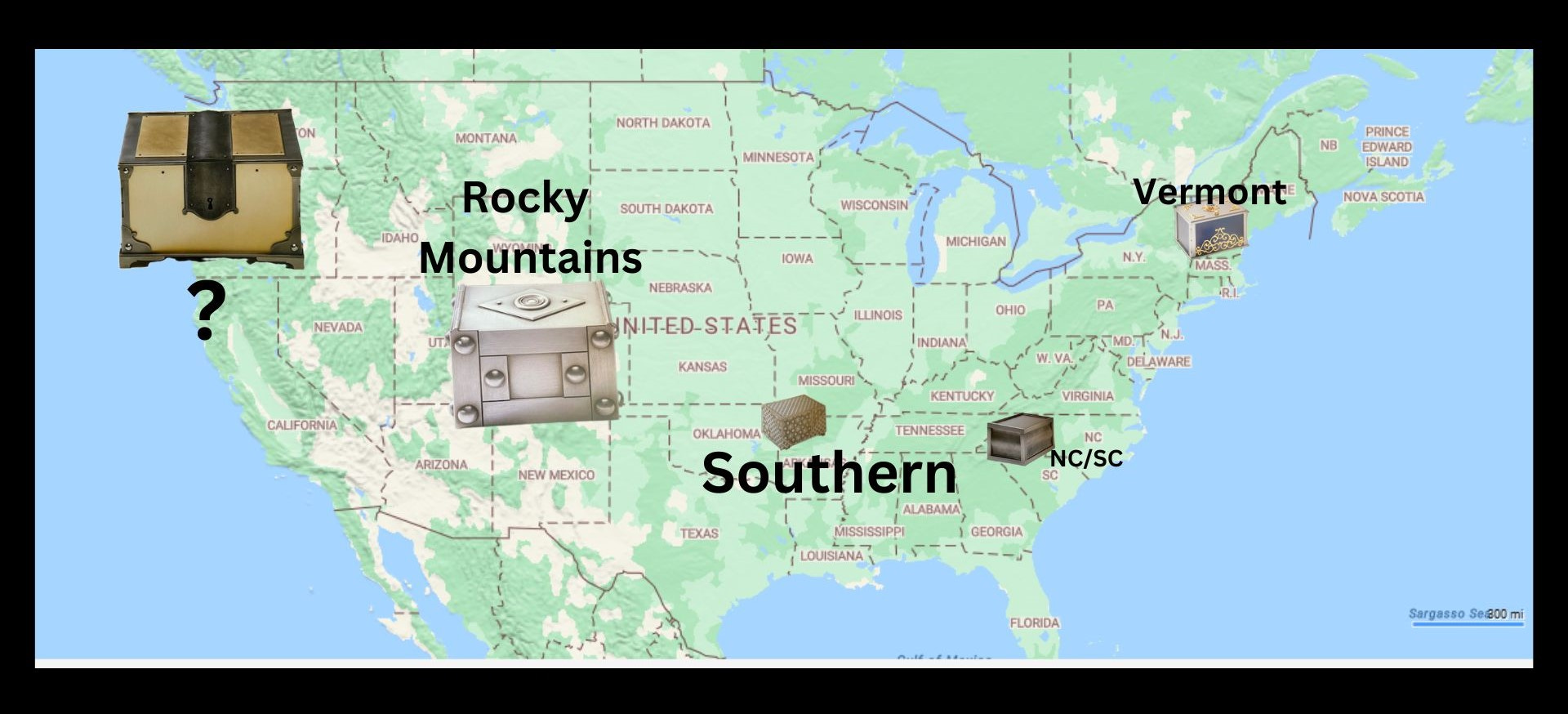 Where are the Treasure Boxes Hidden in There's Treasure Inside?