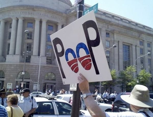 Here Is The Poop Man Protesting Poop - by Jim Newell