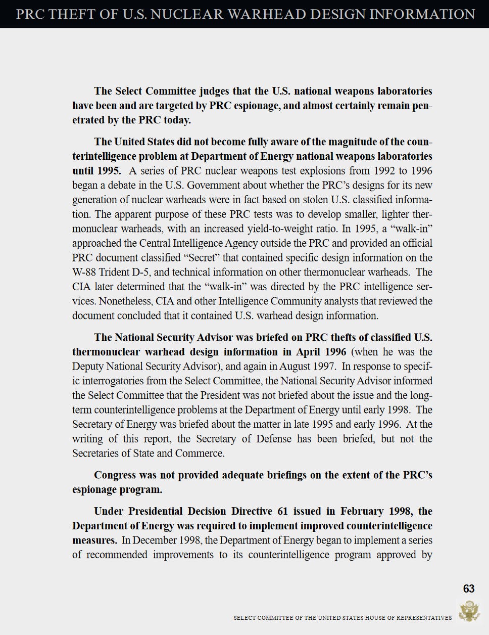 US House Of Representatives: PRC (Chinese) Theft Of U.S. Thermonuclear ...