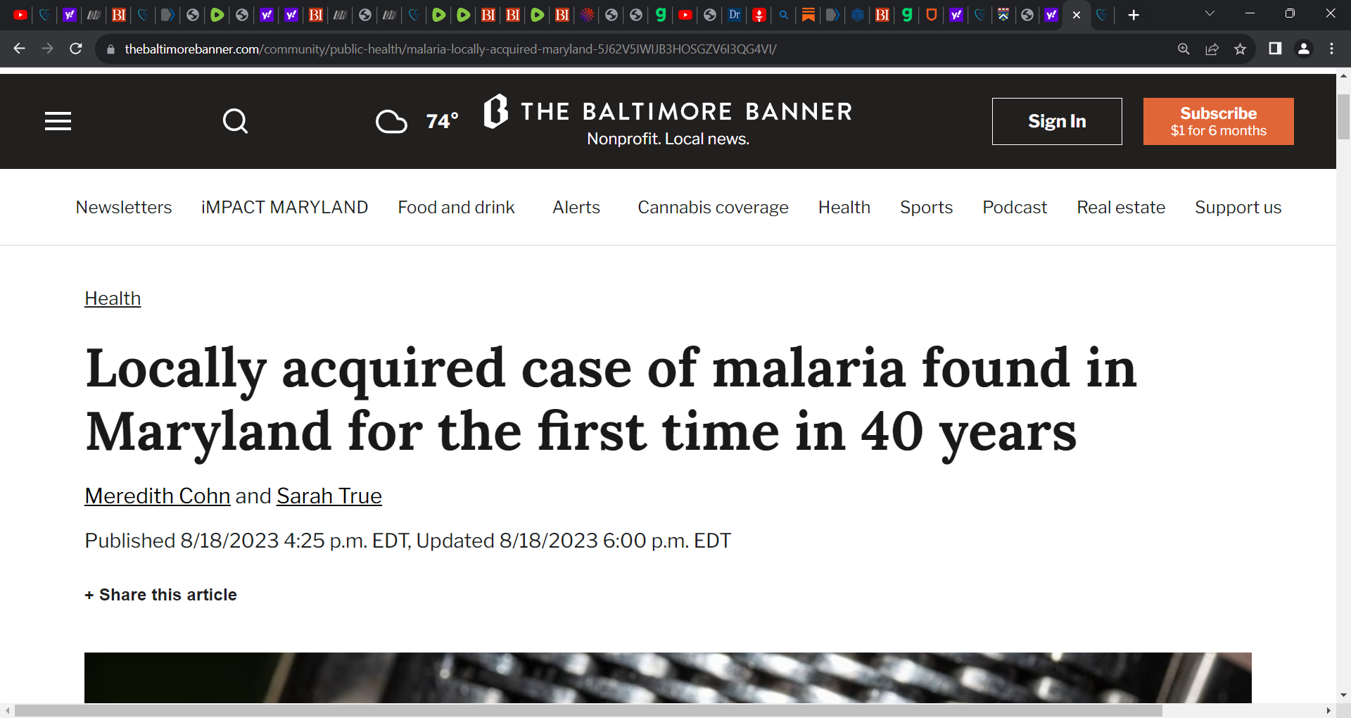 Local case of malaria found in Maryland, first time in 40 years! Yes ...
