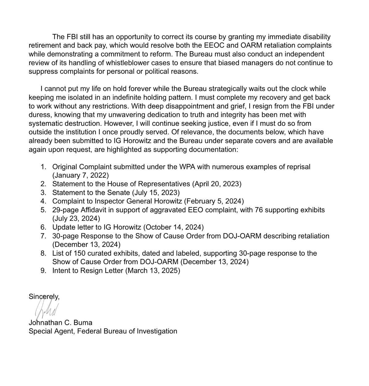 Special Agent Buma's Resignation Letter from the DOJ, and Comments on ...