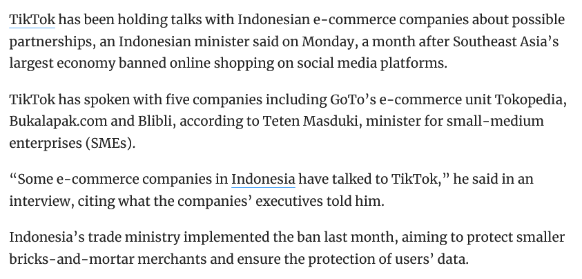 Tiktok Seeks Indonesian E Commerce Partnerships With Tokopedia Blibli