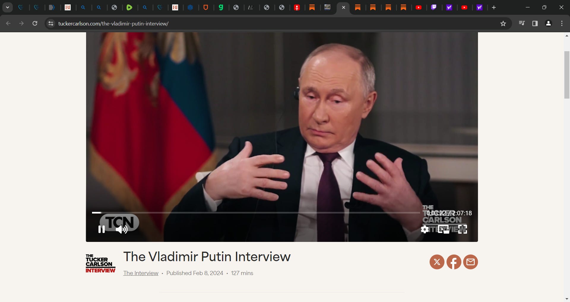 The Vladimir Putin Interview with Tucker Carlson with time stamps