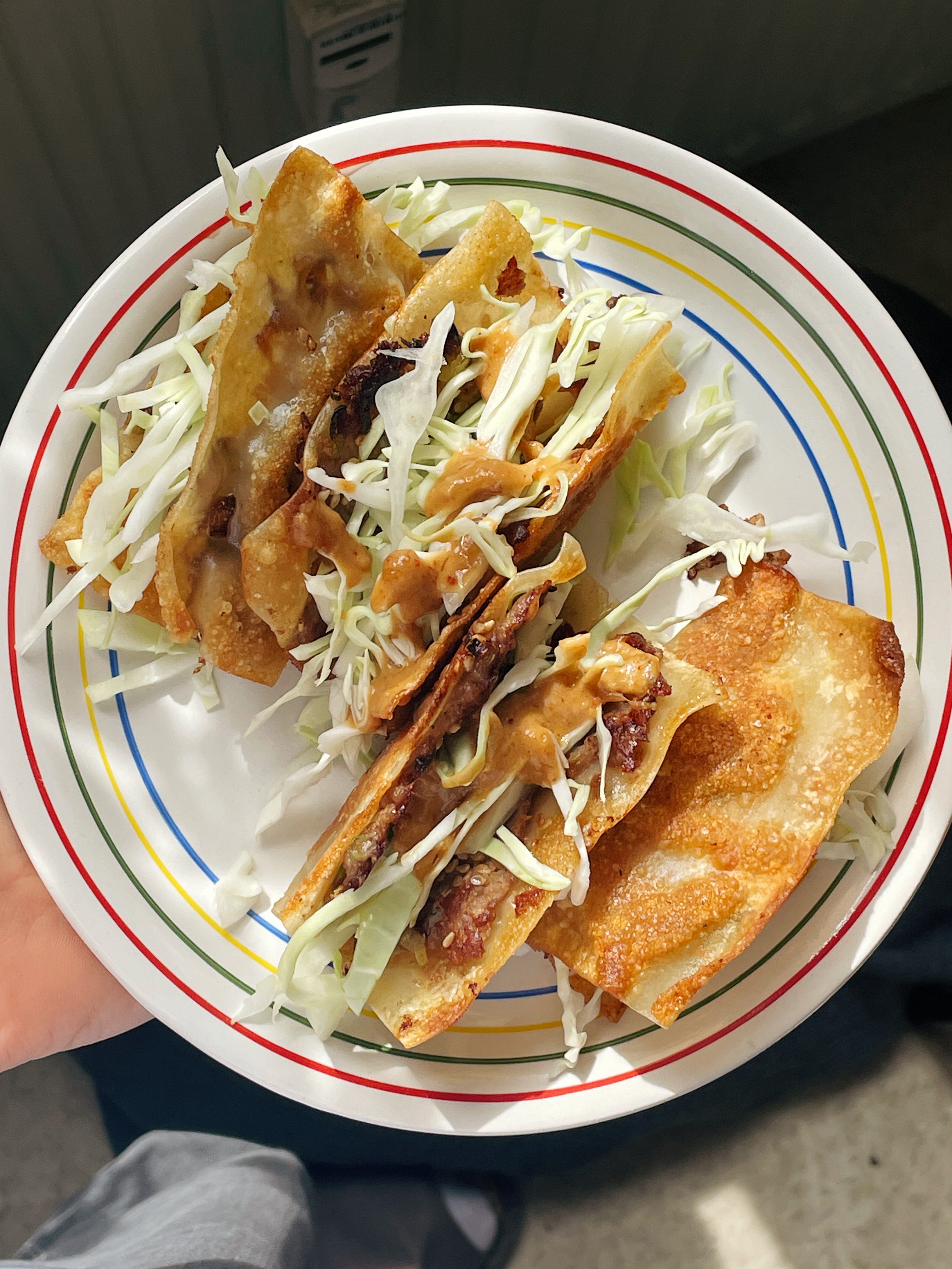 Smashed Pork Dumpling Tacos - Darn Good by Devan Grimsrud