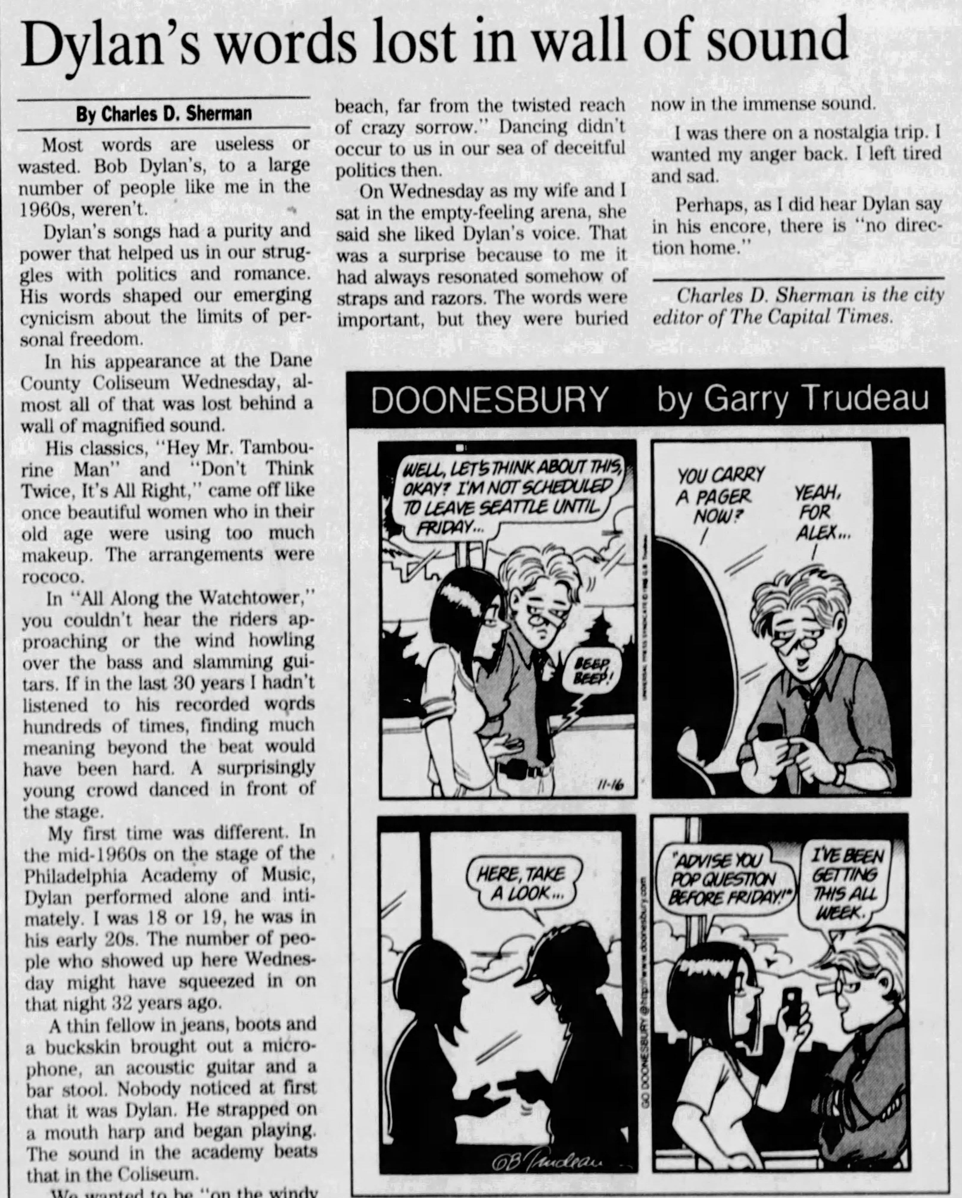 Bob Dylan in Madison, Wisconsin 1996 - by Ray Padgett