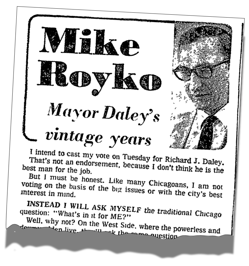 Mike Royko 50+/- Years Ago Today: November 5, 1981