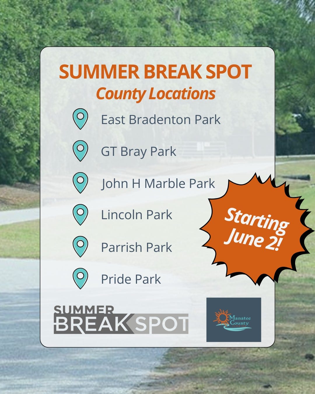Free Summer Meals Available for Kids and Teens at Manatee County Parks