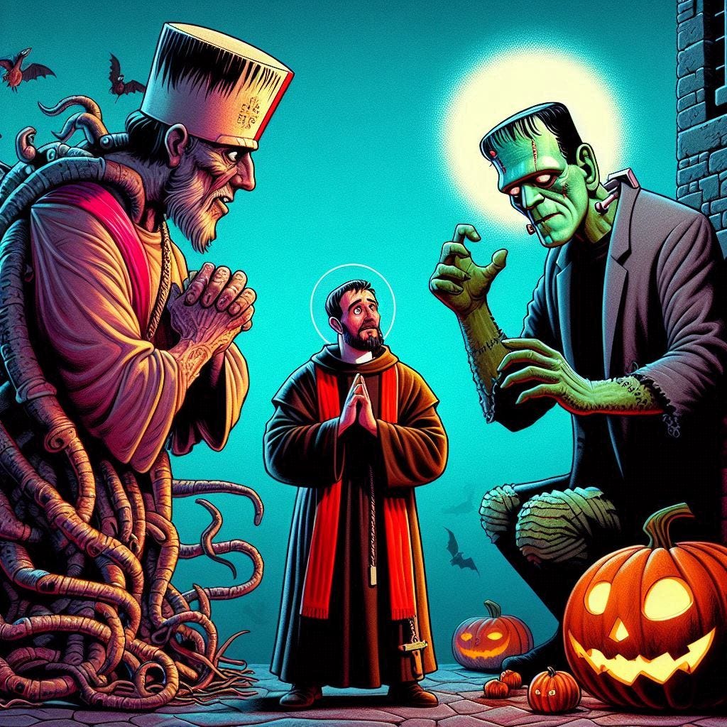 Saint Ignatius and Franken Berry Discuss Light and Fire in Frankenstein
