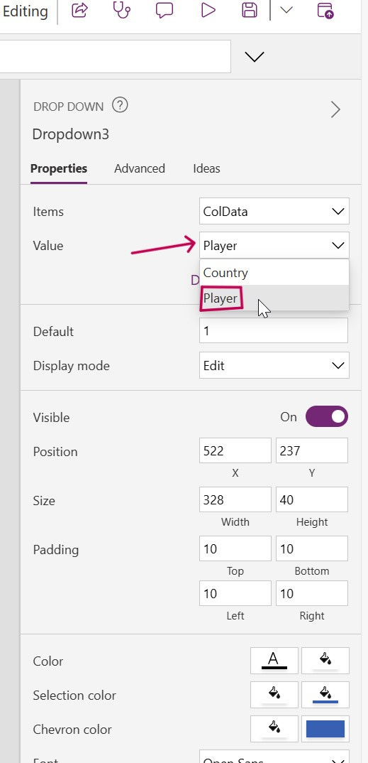 Filtering a drop-down menu in Power Apps