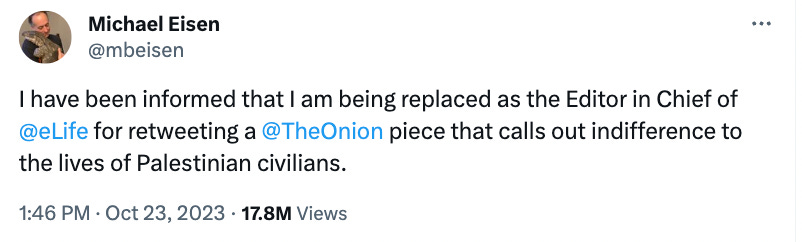 ELife fires Mike Eisen for Tweets