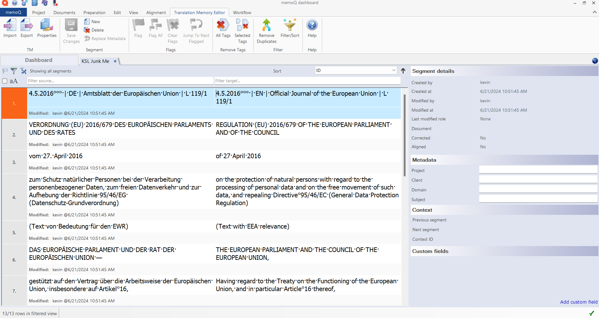 Importing bilingual tables to a TM - by Kevin Lossner