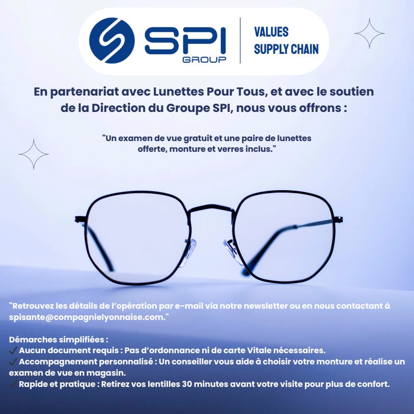 Opération optique chez SPI – Une paire de lunettes offerte