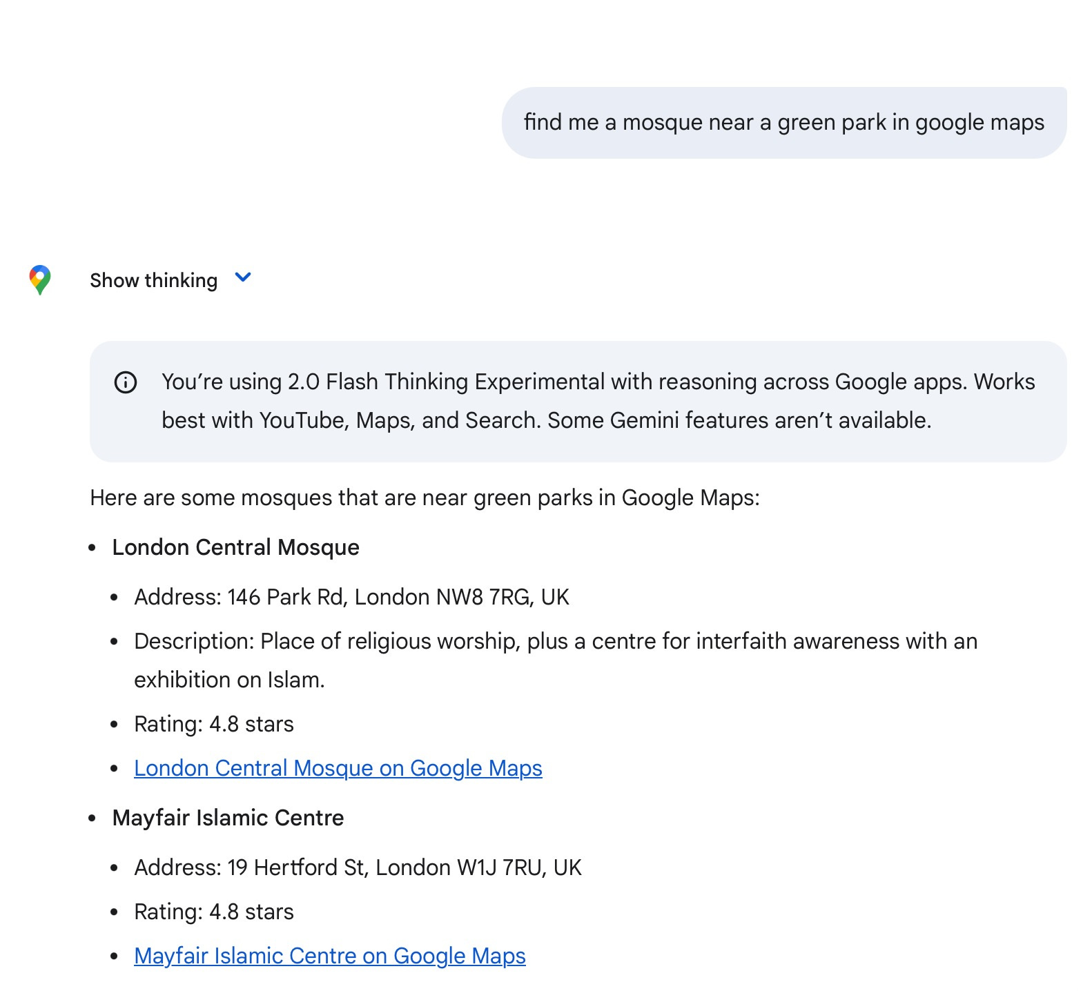 Search Google Maps with the help of AI