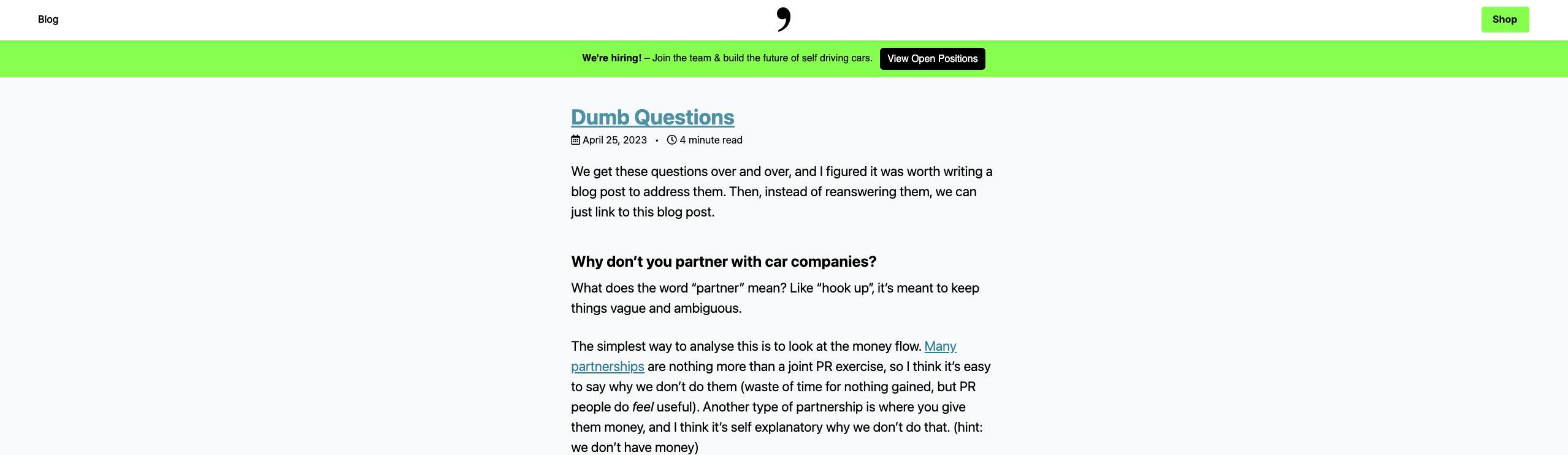 comma.ai 對於一些愚蠢問題的回應 - by Rick Lan