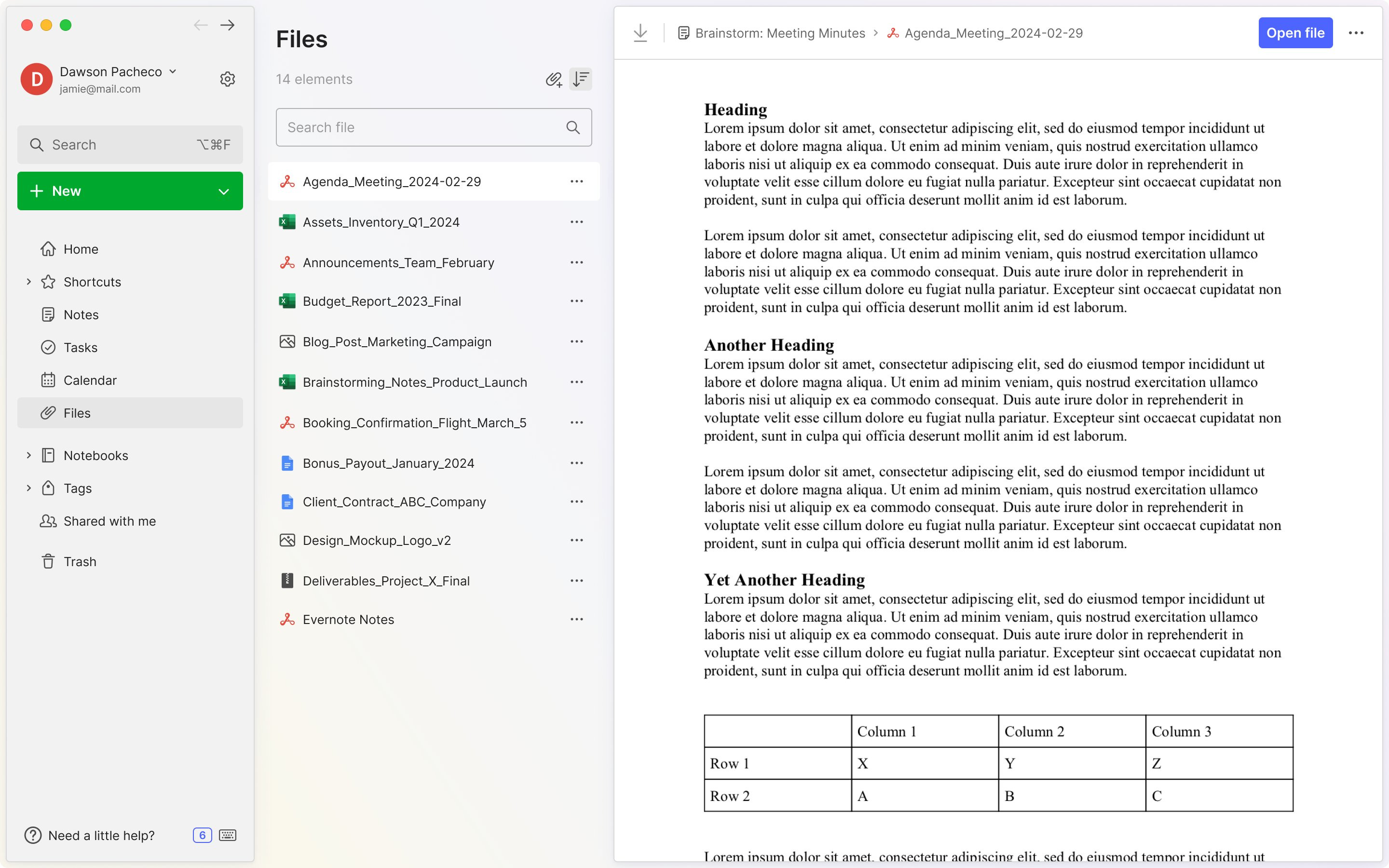 New Collapsible Headers & Is Evernote Getting a File Manager?
