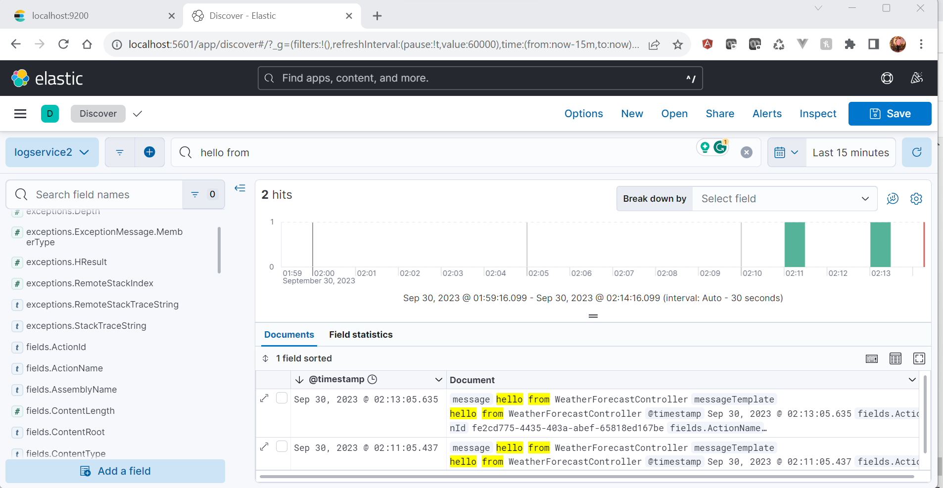 Logging into Elasticsearch using Serilog and monitoring logs in Kibana (for .NET Core).