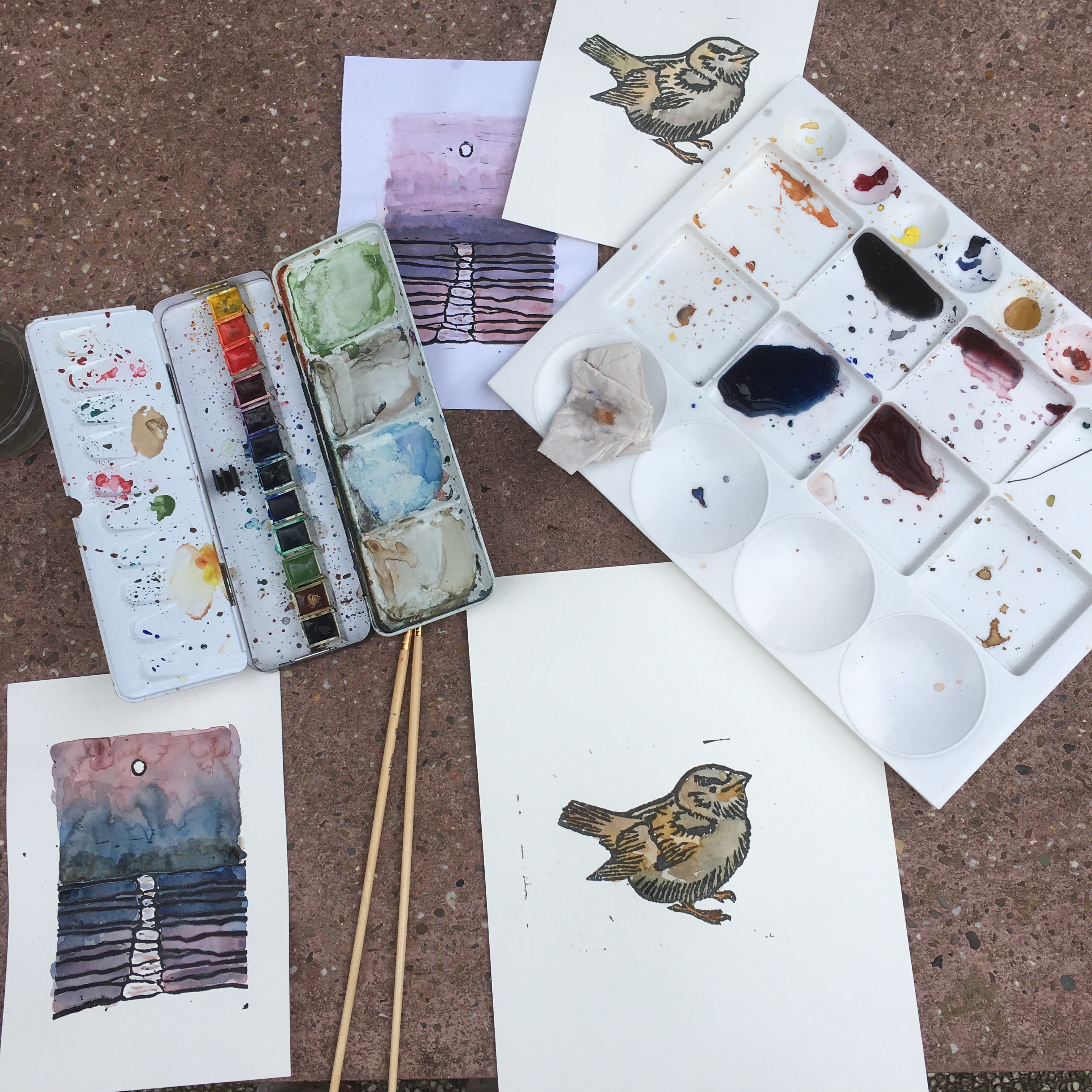 making lino prints - by Josh Moll