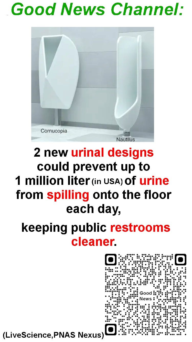 New urinal designs for cleaner restrooms