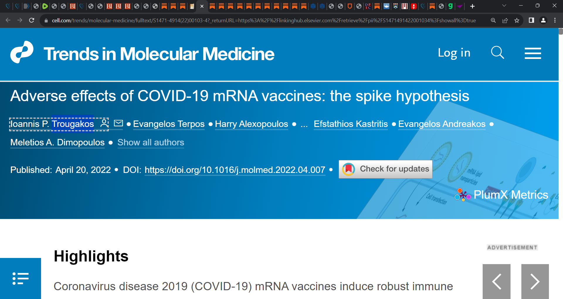 Trougakos et al. schematic (on the mRNA technology spike protein ...
