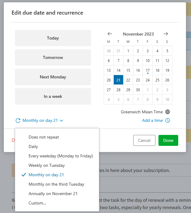 An Evernote Template for Tracking Subscriptions