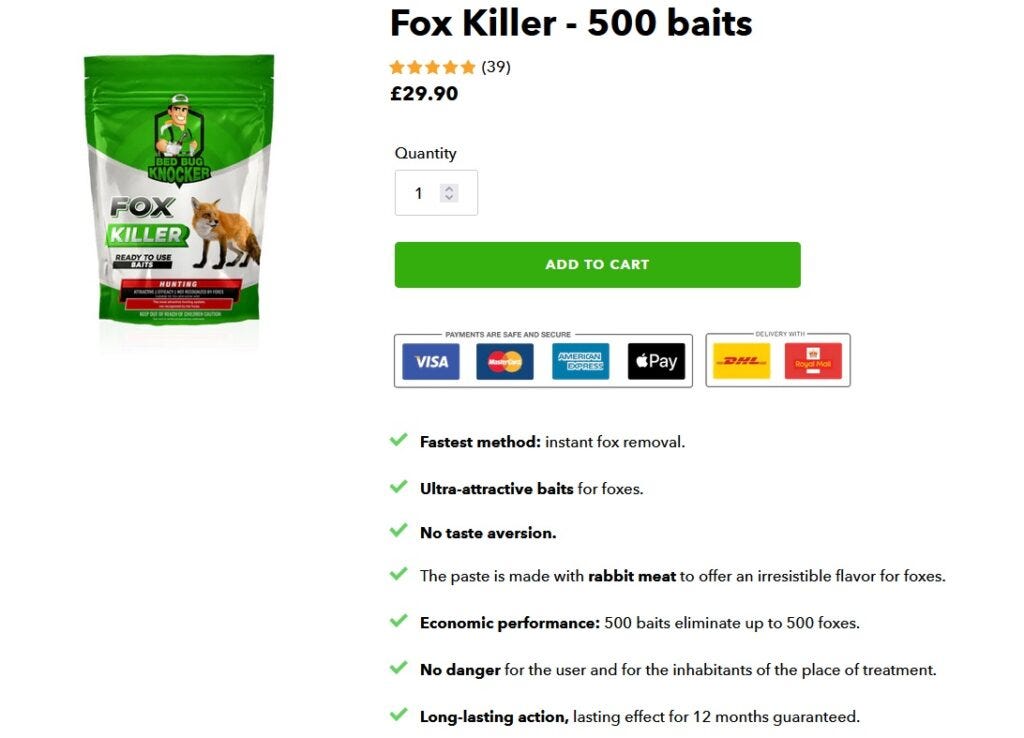 Fox Killer Baits Illegal Reckless And Probably A Scam