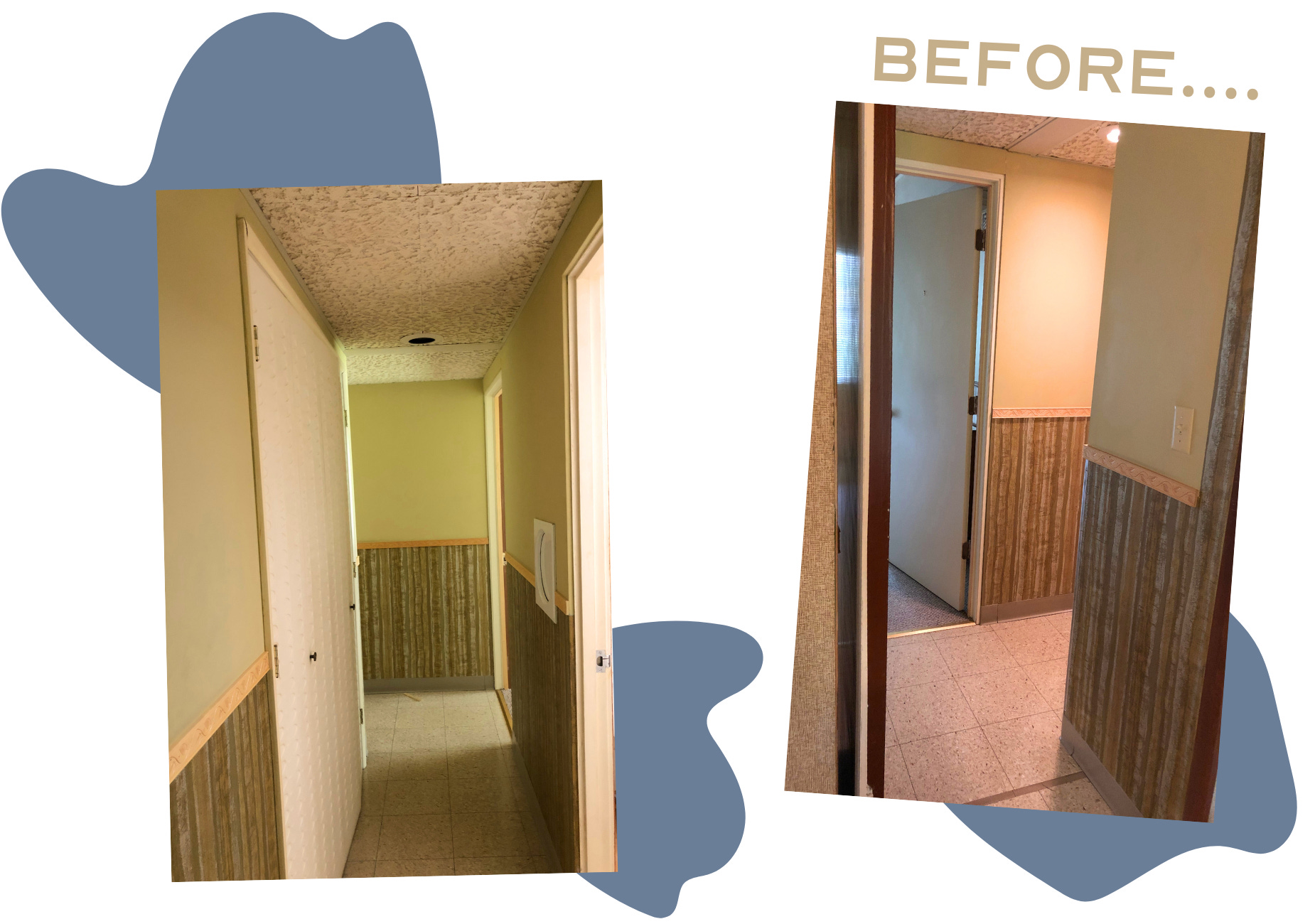 a before and after of our... hallway?