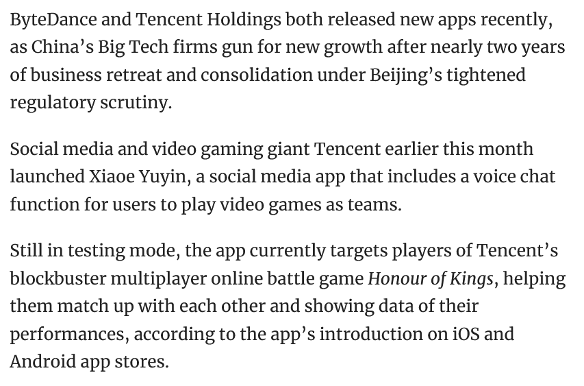 Tencent, ByteDance roll out new apps as China’s Big Tech firms return to quest for growth