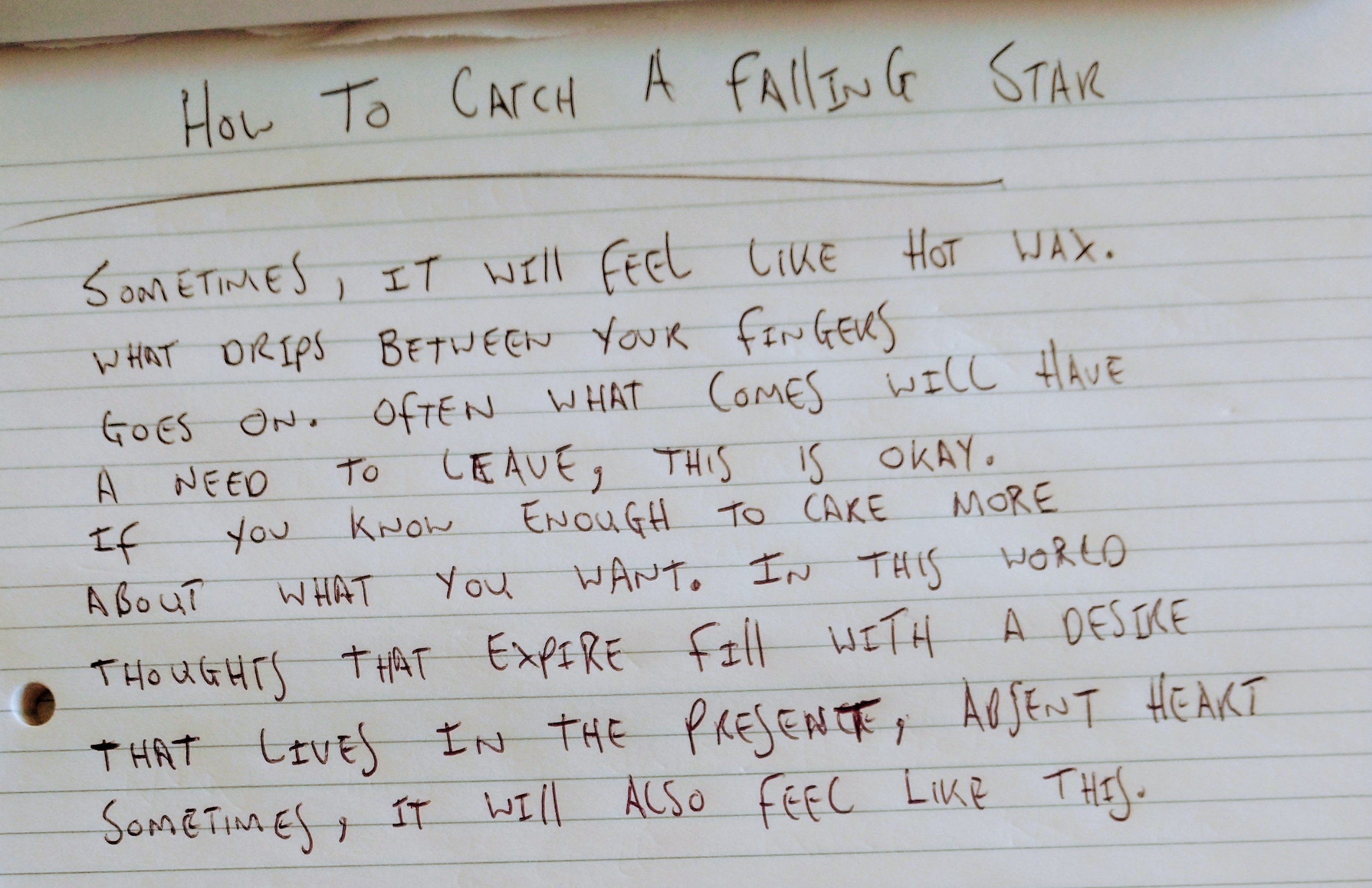 how to catch a falling star | poem - by David
