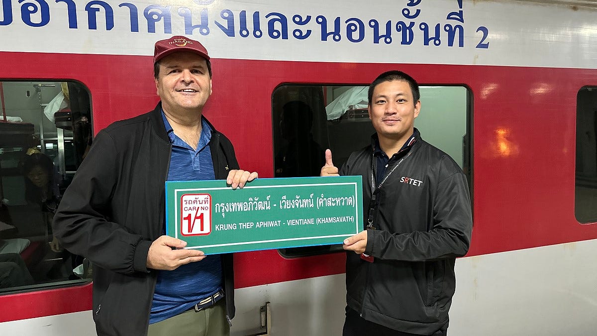 Riding the train from Bangkok to Vientiane