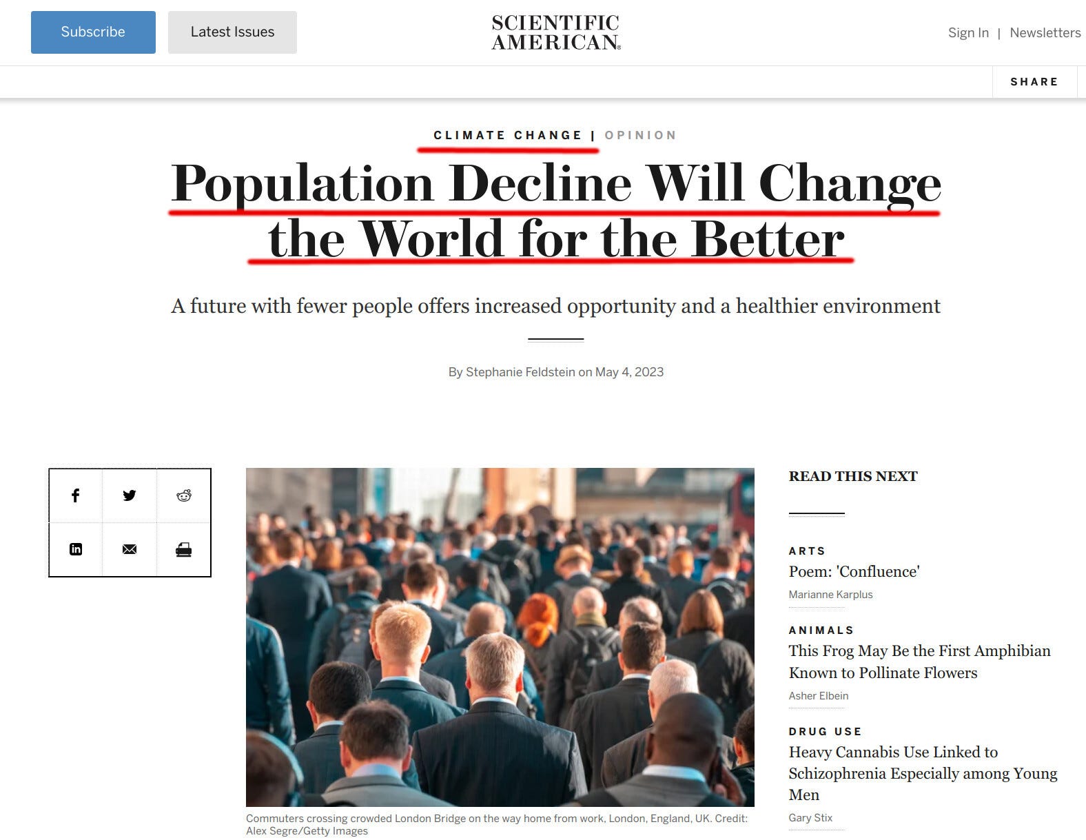 "Population Decline Will Change the World for the Better", Scientific ...
