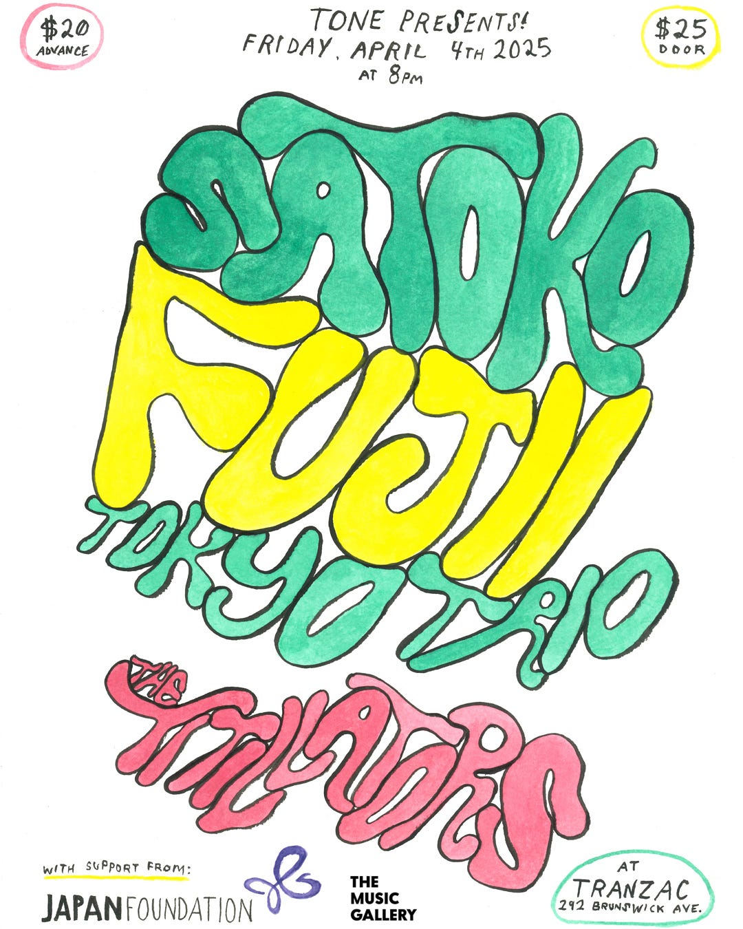 TONE Presents: Satoko Fujii + The Titillators on April 4th!