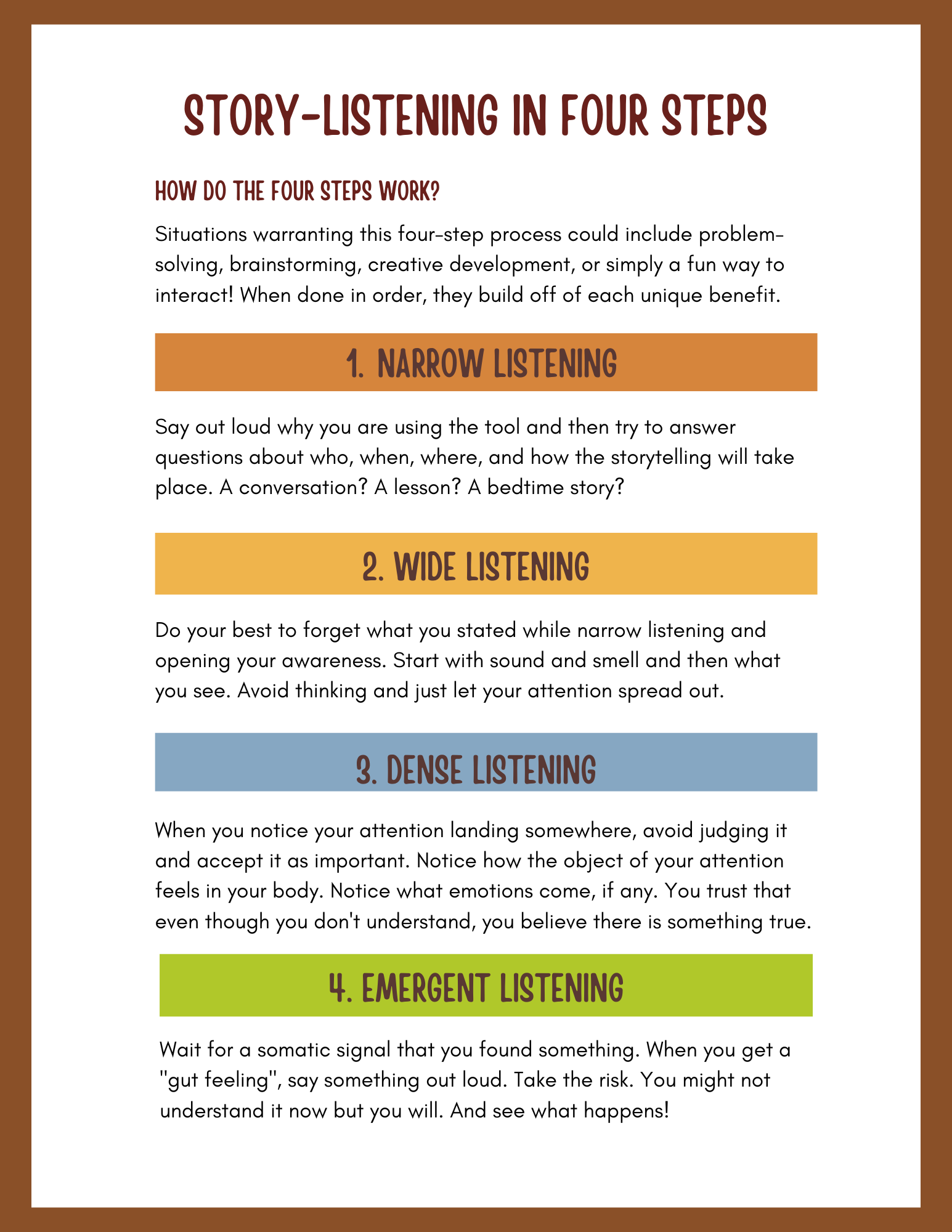 Story-listening for self regulation